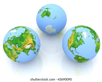Three Globe On White Background Stock Illustration 43690090 | Shutterstock