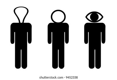 Three Human Figures Different Type Heads Stock Illustration 9452338 ...