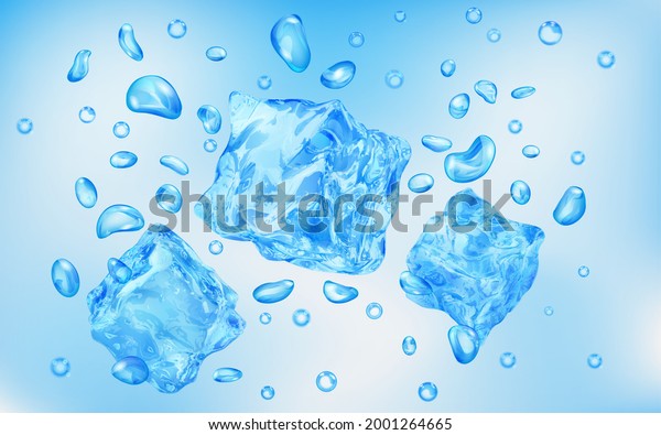 Three Light Blue Ice Cubes Many Stock Illustration 2001264665 ...