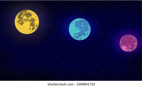 Three Moons Distant Planet Night Sky Stock Illustration 1509841733 ...