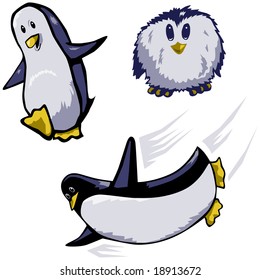 Three Penguin Cartoons Vector Version Available 스톡 일러스트 18913672 ...