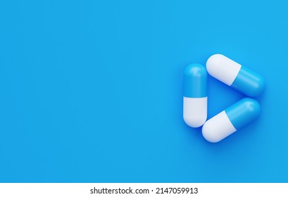 Three Pills Shape Triangle On Blue Stock Illustration 2147059913 ...