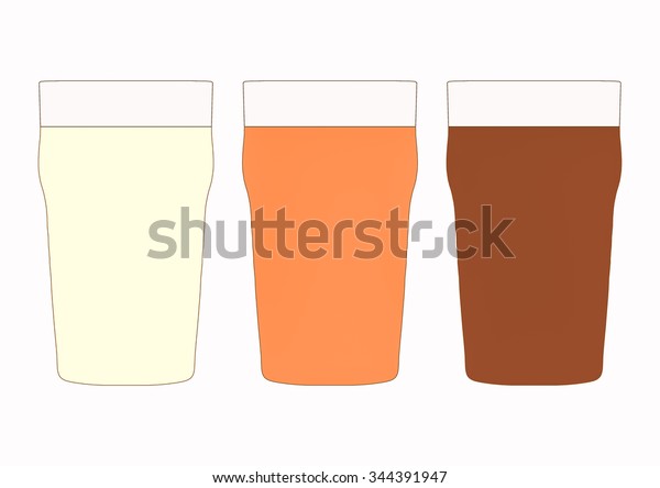 Three Pints British Beer Including Lager Stock Illustration 344391947 ...