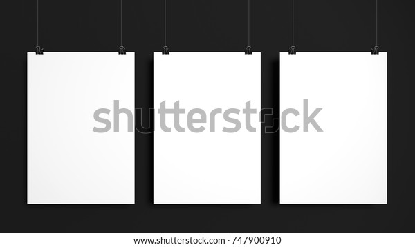 Three Poster Mockup Set 3d Illustration Stock Illustration 747900910 ...