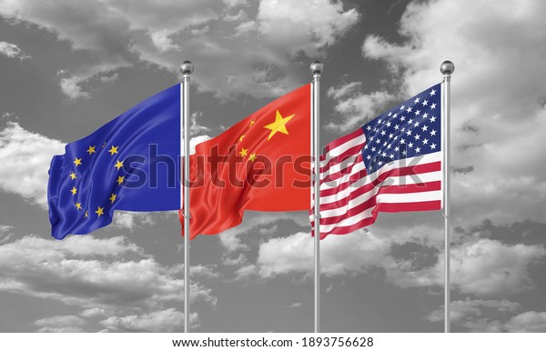 Three Realistic Flags Three Colored Silky Stock Illustration 1893756628 ...