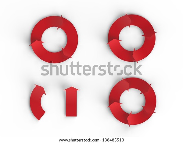 Three Red Cycles Arrows Two Isolated Stock Illustration 138485513