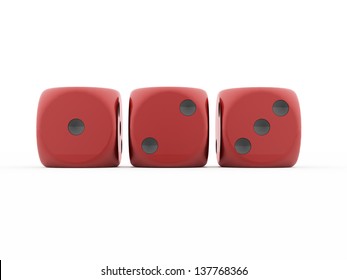 Three Red Dice Rendered Isolated Stock Illustration 137768366