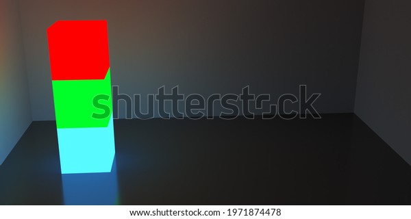 Three Rgb Glowing Cubes Empty Dark Stock Illustration 1971874478 ...