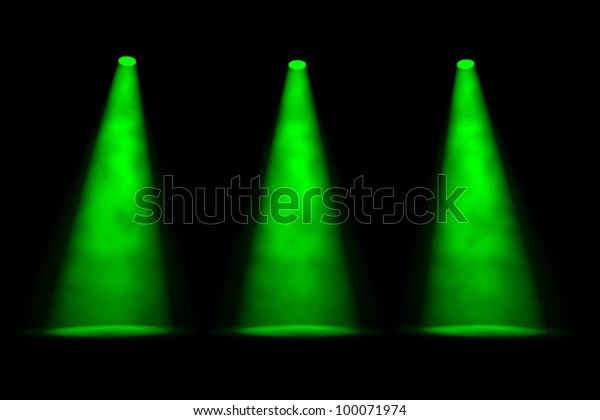 Three Separate Parallel Green Spotlight Beams Stock Illustration ...