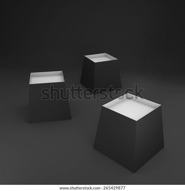 Three Simple Black White Box Displays Stock Illustration 265429877