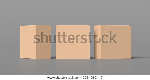 Three Square Boxes Mock Cardboard Gift Stock Illustration 2184092447 ...