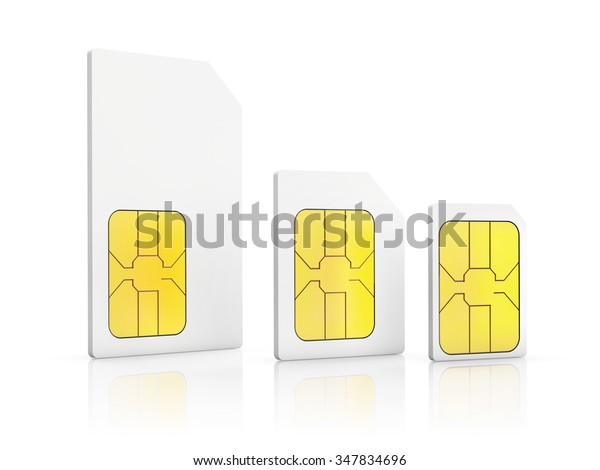 Three Standard Size Sim Cards Minisim Stock Illustration 347834696 ...