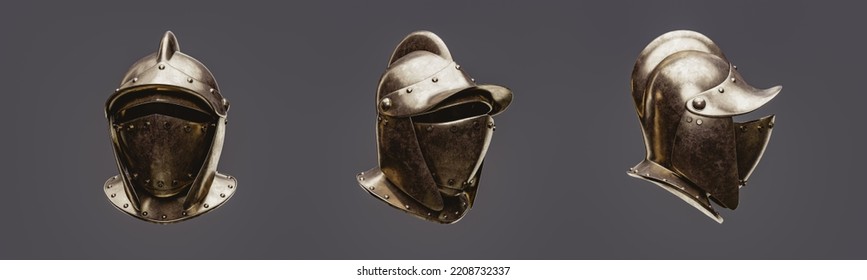Three Warrior Helmets 3 View Angles Stock Illustration 2208732337 ...