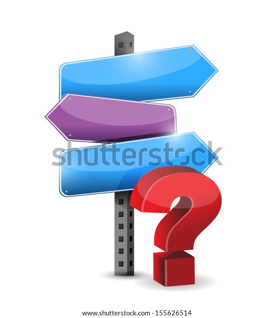 Three Way Question Mark Road Sign 库存插图 155626514 | Shutterstock