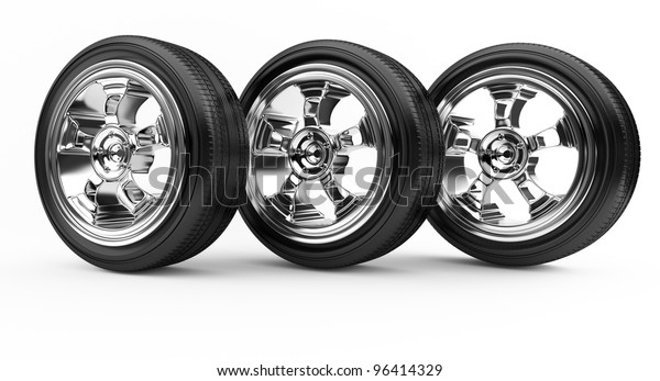 Three Wheels Isolated On White Background Stock Illustration 96414329 ...