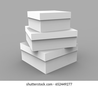 Three White 3d Rendering Blank Boxes Stock Illustration 652449277 ...
