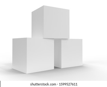 Three White Boxes On White Background Stock Illustration 1599527611 ...