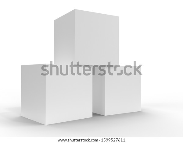 Three White Boxes On White Background Stock Illustration 1599527611 ...