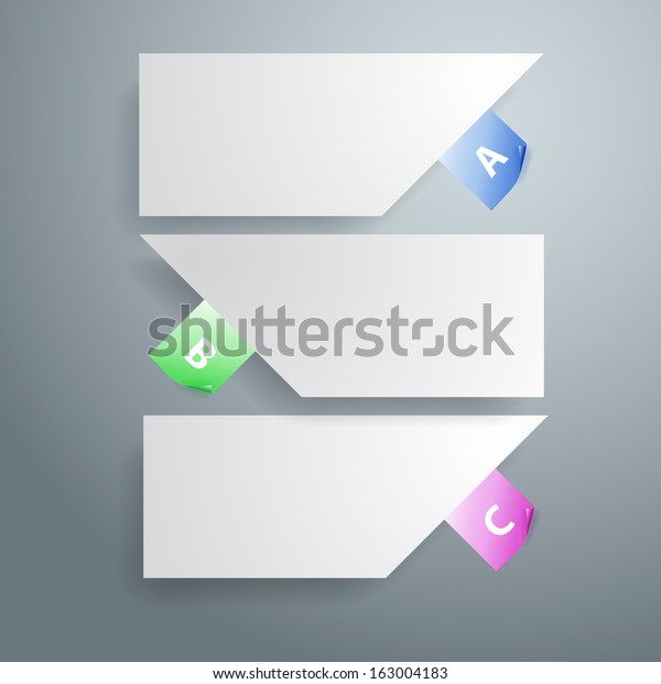 Three White Paper Notes Infographics Template Stock Illustration ...