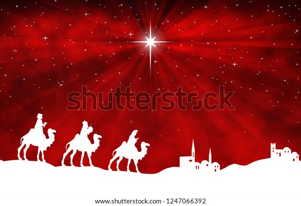 Three Wise Men Desert On Red Stock Illustration 1247066392 | Shutterstock