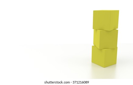 Three Yellow 3d Blank Concept Boxes Stock Illustration 371216089