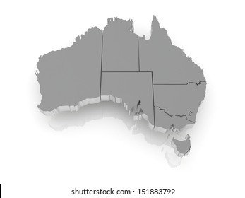 Australia Gray 3d Map On White 스톡 일러스트 80880427 | Shutterstock
