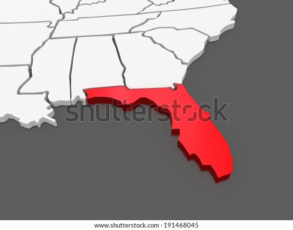 Threedimensional Map Florida Usa 3d Stock Illustration 191468045 ...