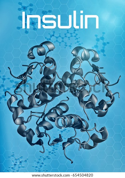 Threedimensional Model Insulin 3d Render Stock Illustration 654504820