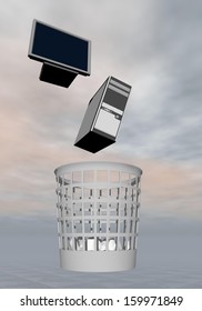 Throwing Screen Tower Computer Rubbish Grey Stock Illustration ...