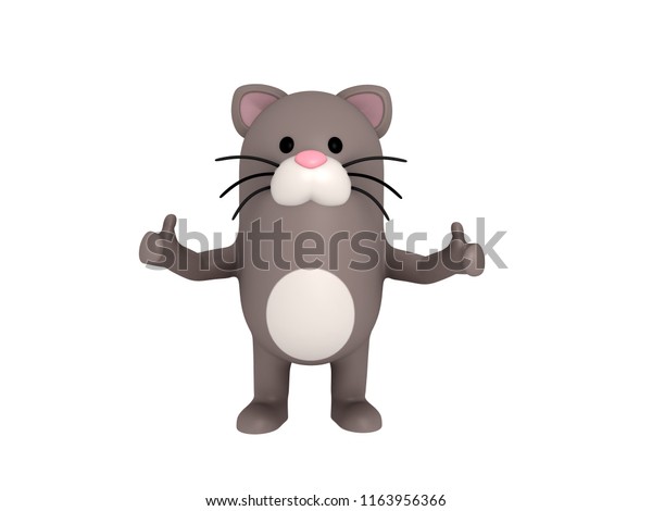Thumbing Two Hands Cat 3d Rendering Stock Illustration 1163956366 ...