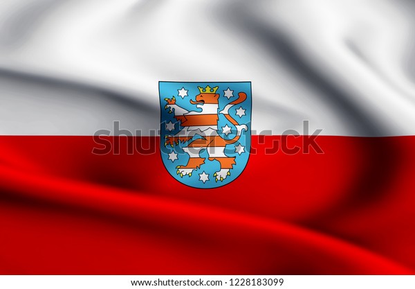 Thuringia Modern Realistic Closeup Flag Illustration Stock Illustration ...