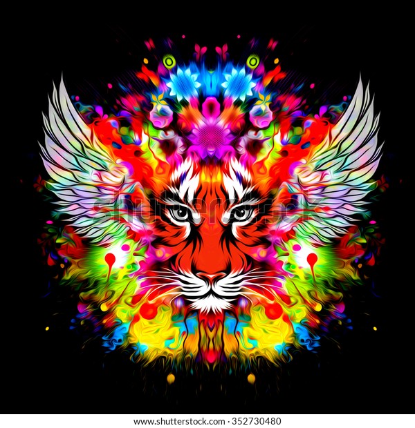 Tiger Abstract Background Multicolour Splashes Stock Illustration ...