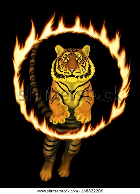Tiger Jumps Through Ring of Fire