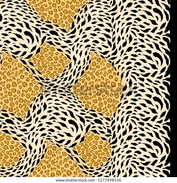 Tiger Print Yellow Background Effect Stok İllüstrasyon 1277498536 ...