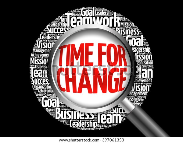Time Change Word Cloud Magnifying Glass Stock Illustration 397061353