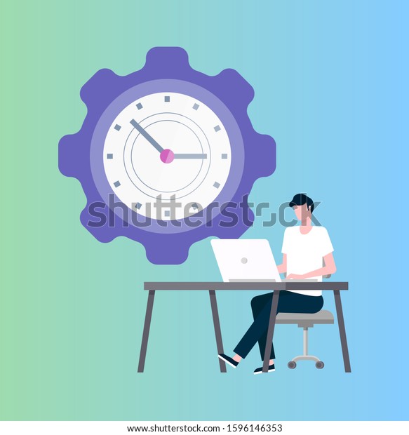 Time Management Raster Programmer Laptop Clock 스톡 일러스트 1596146353 ...