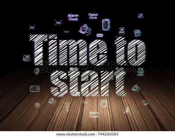 Timeline Concept Glowing Text Time Start Stock Illustration 744260365