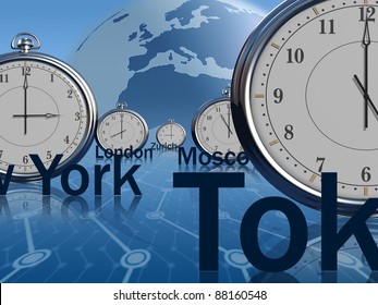 Timezone Clocks Showing Different Time Stock Illustration 88160548 ...