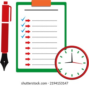 Timing Concept Clock Check List On Stock Illustration 2194153147 ...