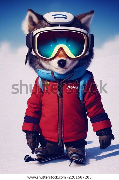 Tiny Cute Adorable Anthropomorphic Wolf Dressed Stock Illustration ...