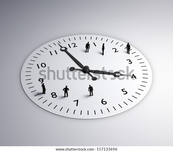 Tiny People Standing Around Clock Time Stock Illustration 157133696 ...