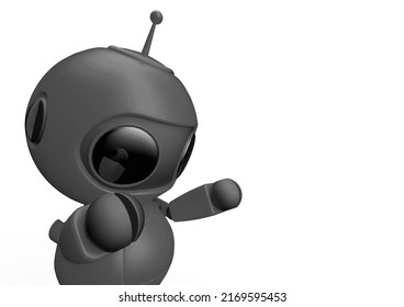 Tiny Robot Looking Down White Background Stock Illustration 2169595453 ...