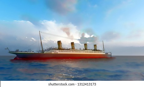 Titanic Ship Computer Generated 3d Render Stock Illustration 1312413173 ...