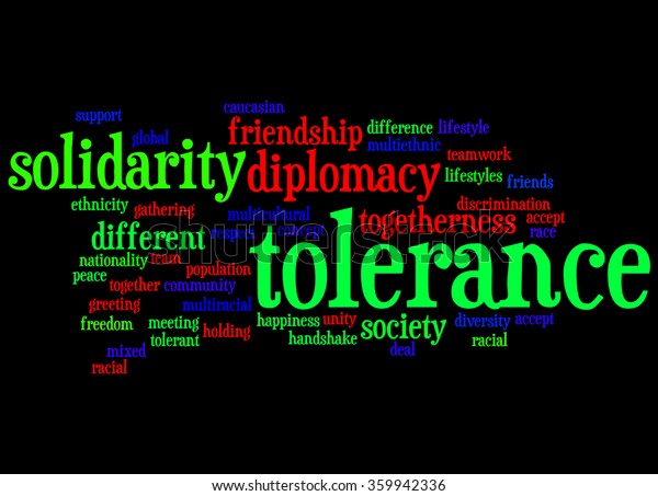 Tolerance Word Cloud Concept On Black Stock Illustration 359942336 ...