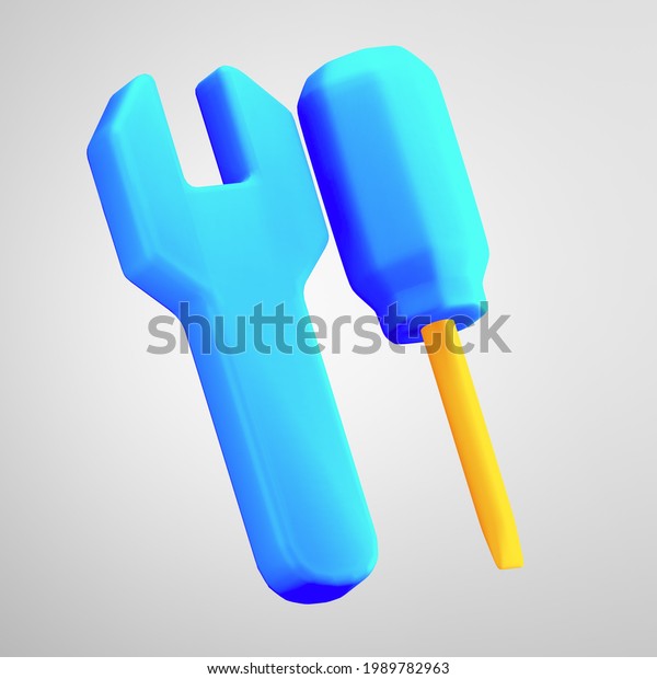 Tools Icon Blue 3d Render Illustration Stock Illustration 1989782963 ...