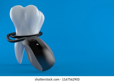 Tooth Computer Mouse Isolated On Blue Stock Illustration 1167562903 ...