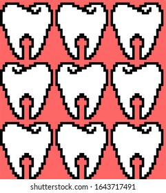 Tooth Pixel Art Pattern Seamless 8 Stock Illustration 1643717491 ...