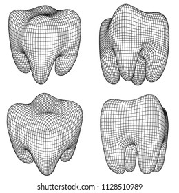 Tooth Wireframe Mesh Connection Structure 3d Stock Illustration 1128510989