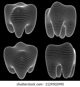 Tooth Wireframe Mesh Connection Structure 3d Stock Illustration ...