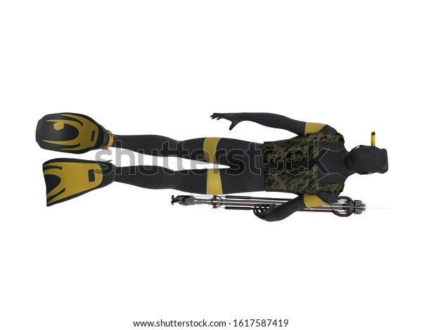 Top Side View Isolated Diver Carrying Stock Illustration 1617587419 ...